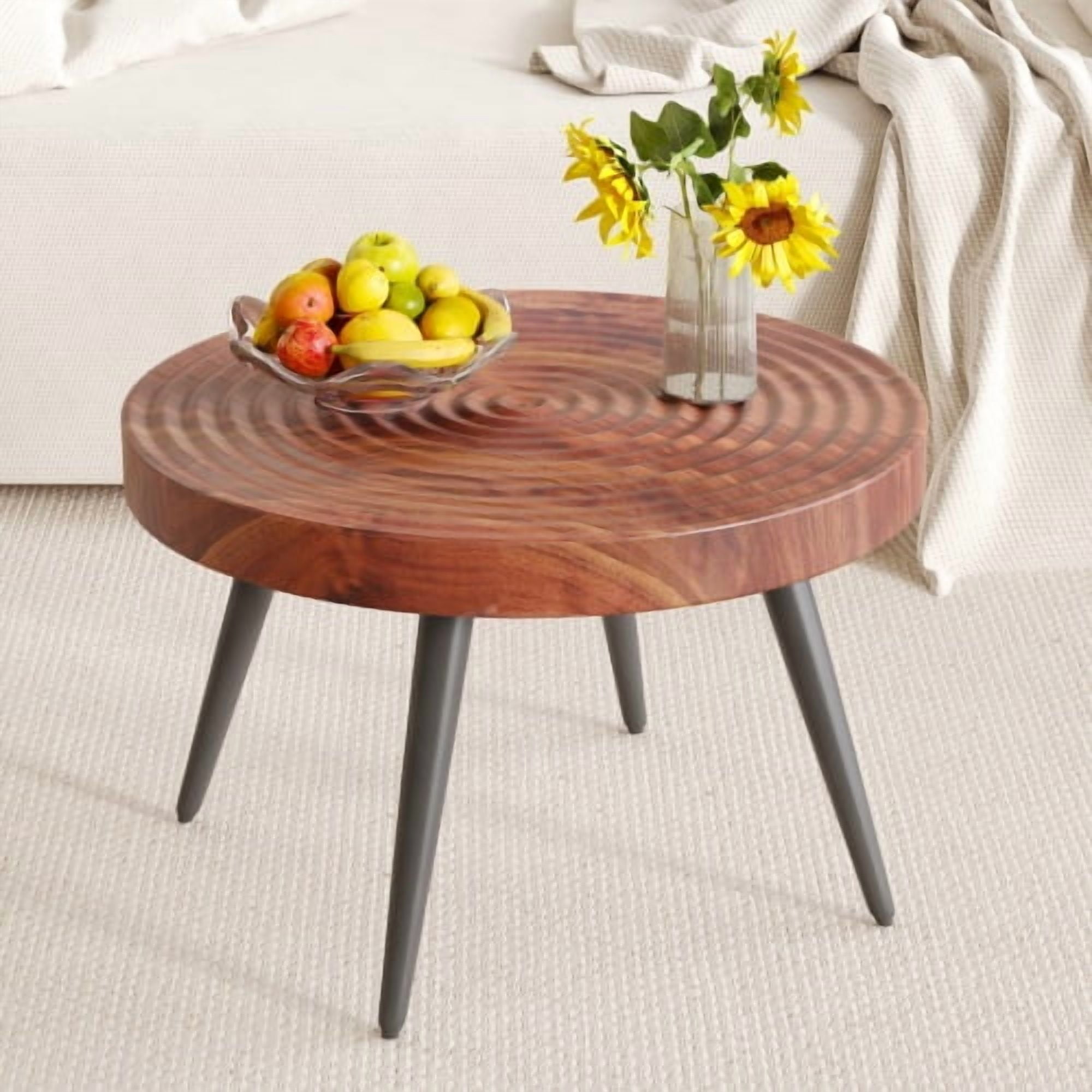 Click here for Unbranded Round Coffee Table - Textured Walnut Ven... prices