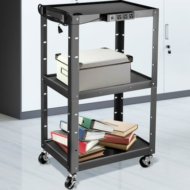 Luxor Avj42Xlkbc - Extra Large Adjustable Steel Cart with Cabinet ...