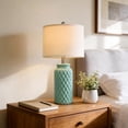 20.5" Tiffany Blue-2 Pack Ceramic Table Lamps for Bedroom Living Room ...