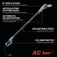 Senix Corded Electric Pole Saw, CSPE6.5-M, 8-Inch Oregon Bar Chain for ...
