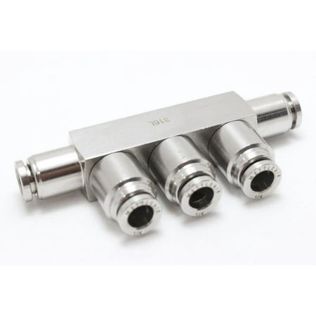 316L Stainless Steel Push to Connect Manifold Union 1/2" OD - 3/8" OD ...