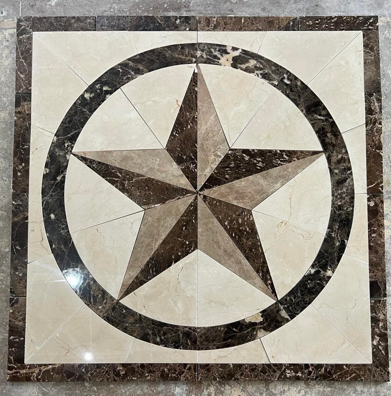 Floor Marble Medallion Texas Star 24''x24'' - Walmart.com
