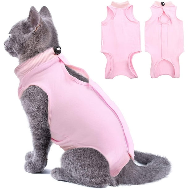(Pink and Grey CamoL)Cat Recovery Suit for Abdominal Wounds Spay After ...