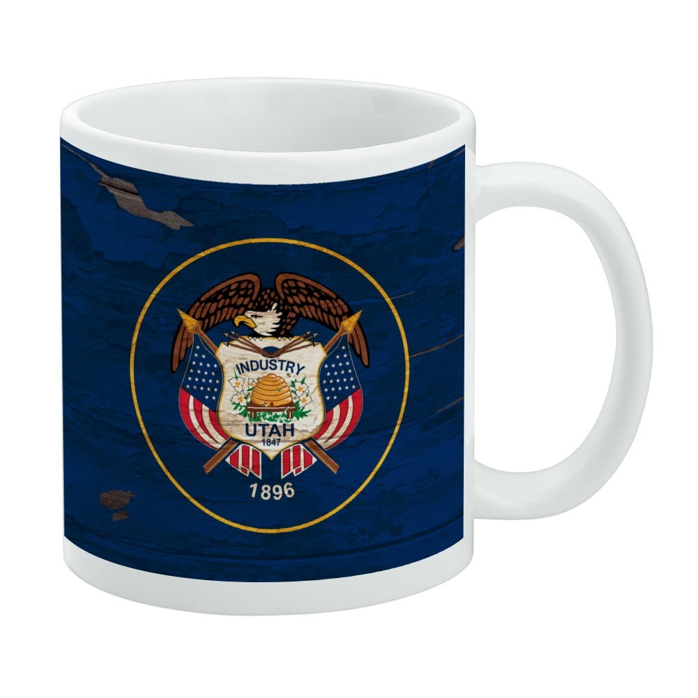 Rustic Utah State Flag Distressed USA White Mug - Walmart.com
