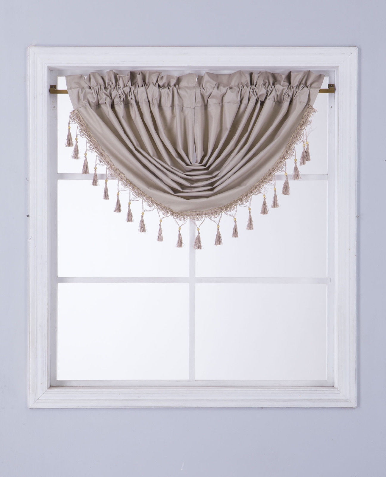 Rs8 1-Piece Taupe Swag Waterfall Insulated Foam Lined Blackout Rod ...