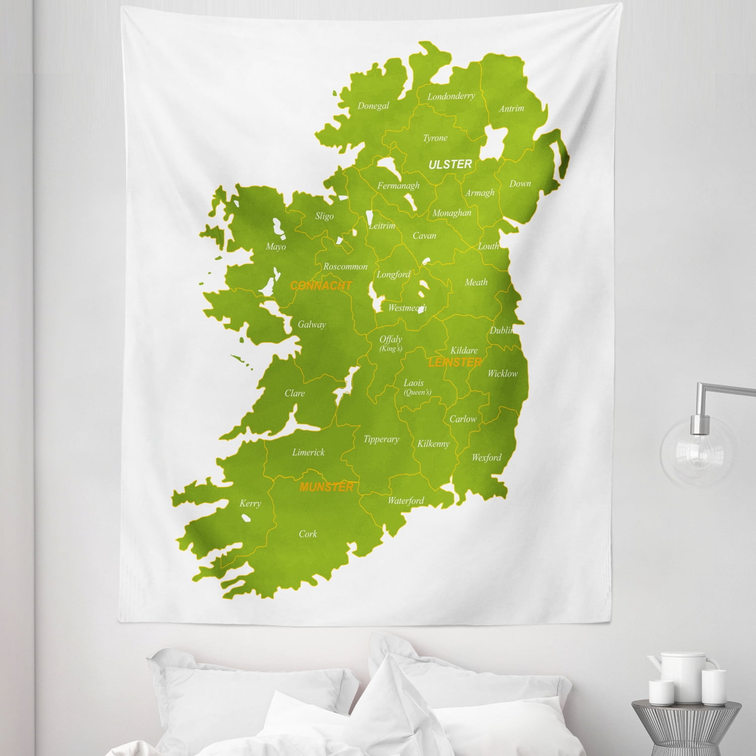 Ireland Map Tapestry, Informational Detailed Graphics Pattern Showing ...