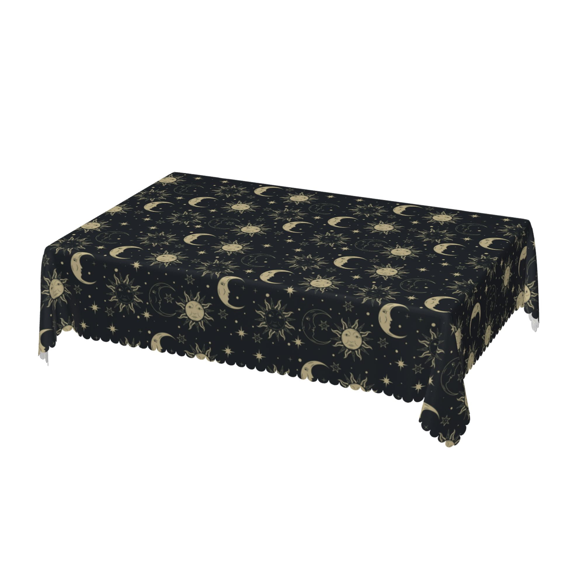 DouZhe Rectangular Tablecloth, Cartoon Sun Star Moon Blue Table Cloth ...