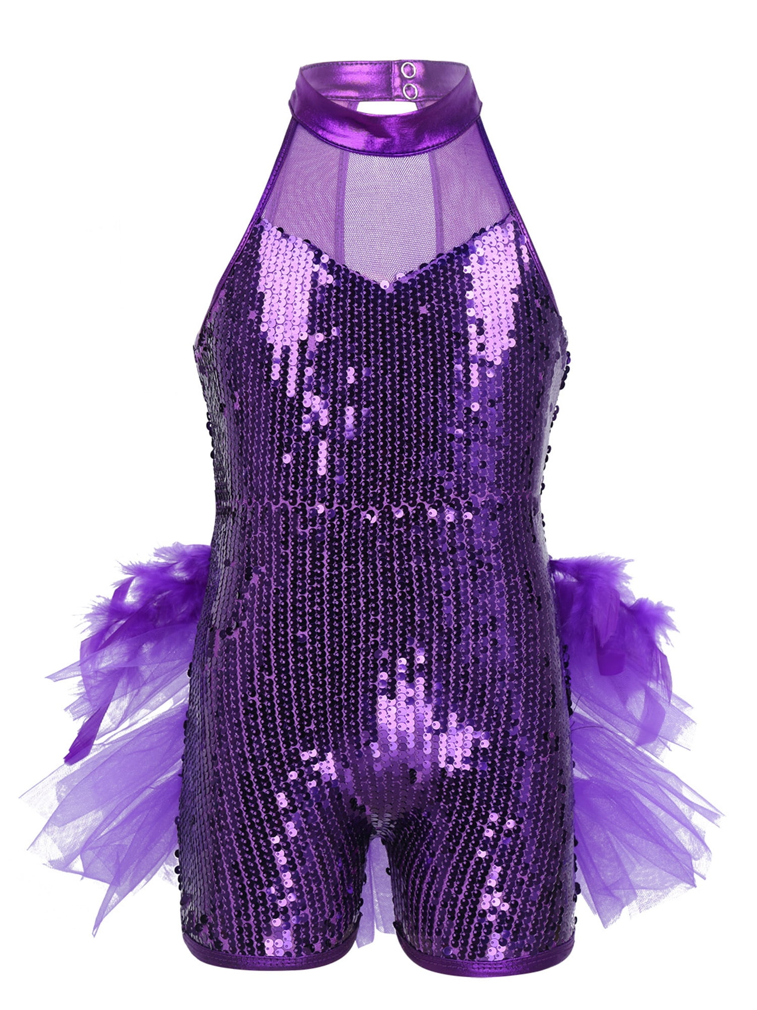 inhzoy Kids Girls Sleeveless Sequins Leotards Ballet Jazz Latin ...