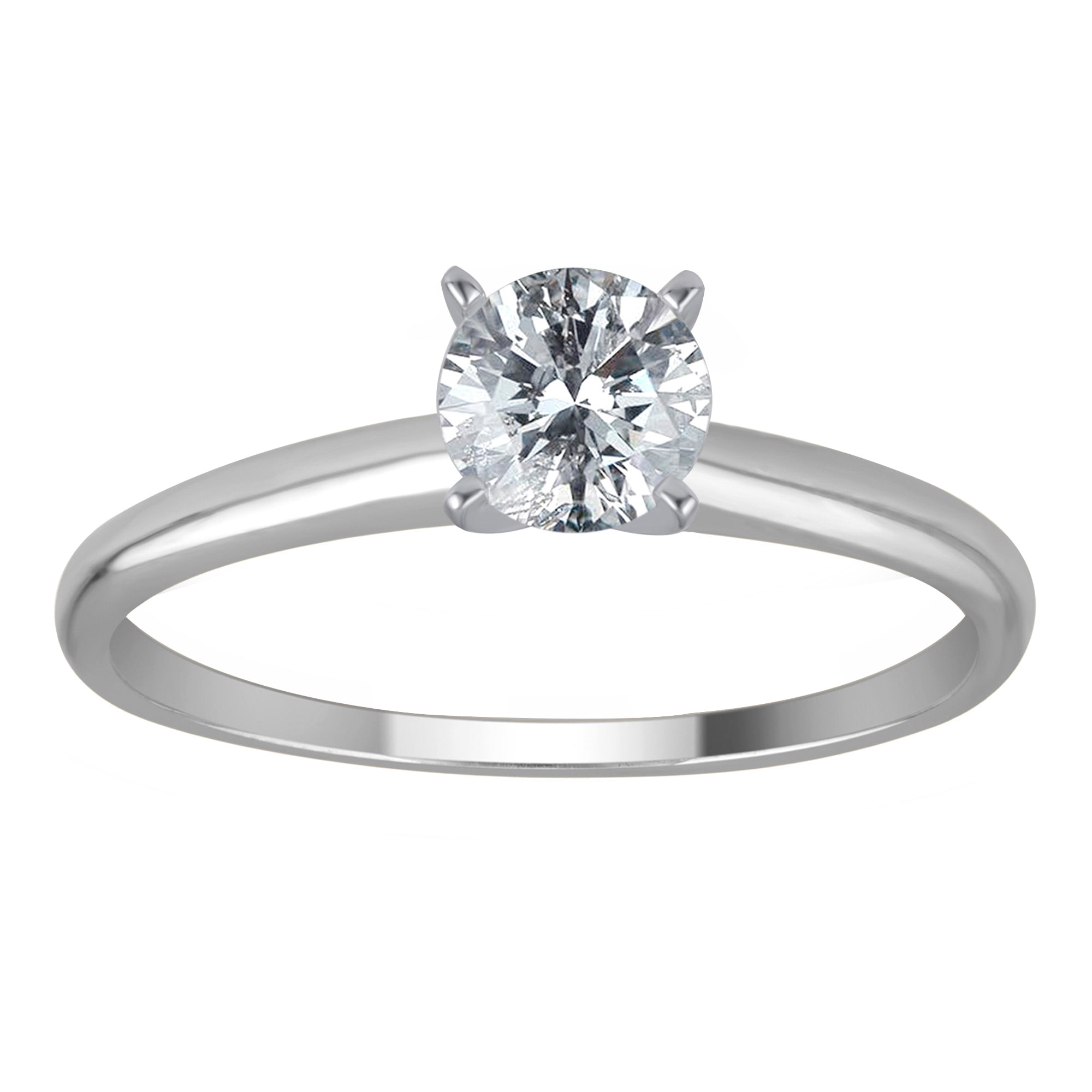 Arista 0.50 Carat T.W. Round White Diamond Solitaire Ring in 14K White ...