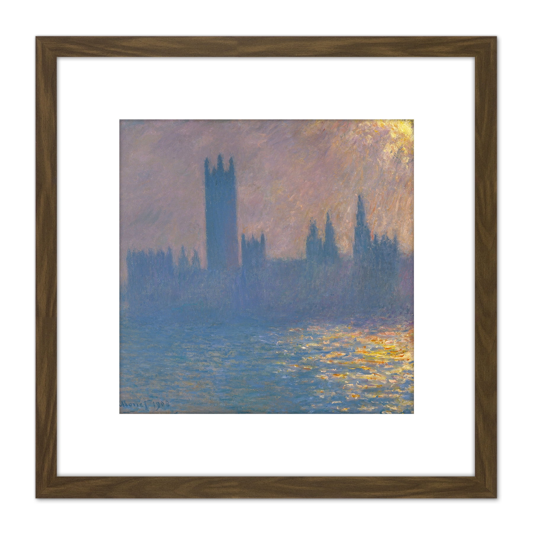 Claude Monet Houses Of Parliament Sunlight Effect 8X8 Inch Square ...