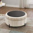 Eyisean 31.5" Velvet Upholstered Round Ottoman, Modern Storage Stool ...