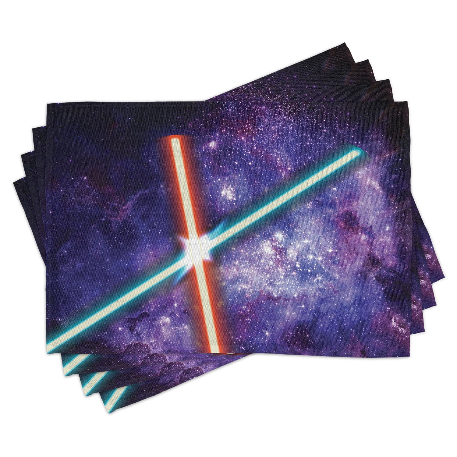 Ambesonne Galaxy Place Mats Set of 4, Space Clash, Standard Size, Red ...