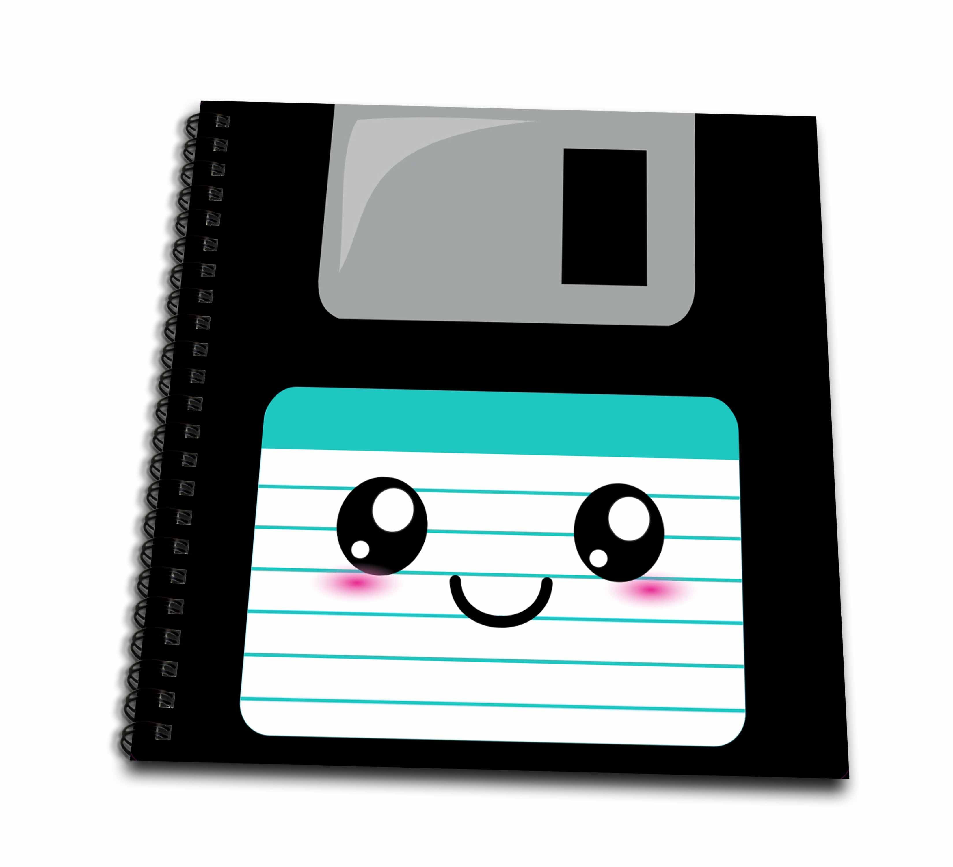 3dRose Kawaii Cute Happy Floppy Disk - Retro computer Geek - Anime ...