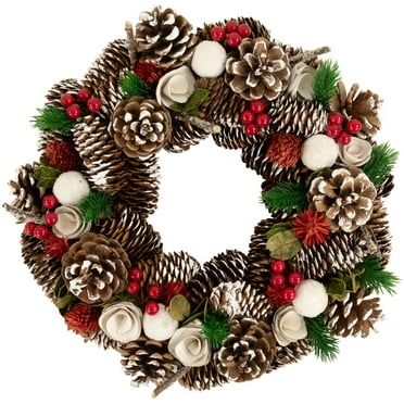 Northlight Glittered Pine Cone and Berry Artificial Christmas Wreath 12 ...