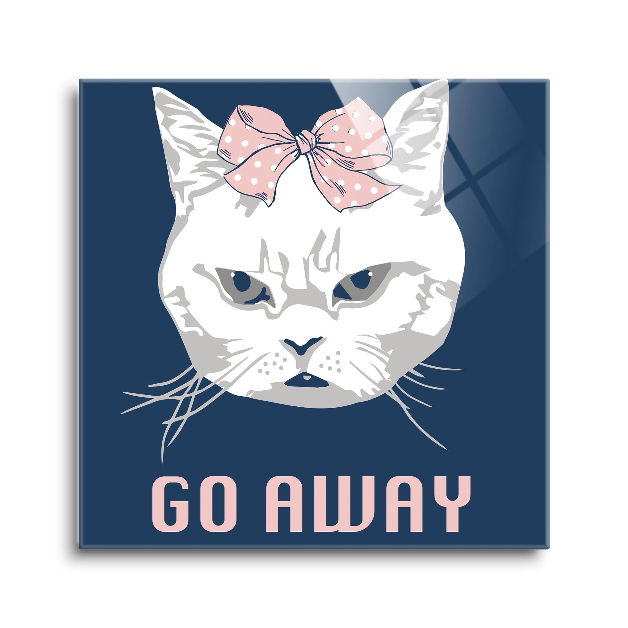 Go Away Blue Grumpy Cat Face 24 x 24 Glass Wall Hanging Sign - Walmart.com