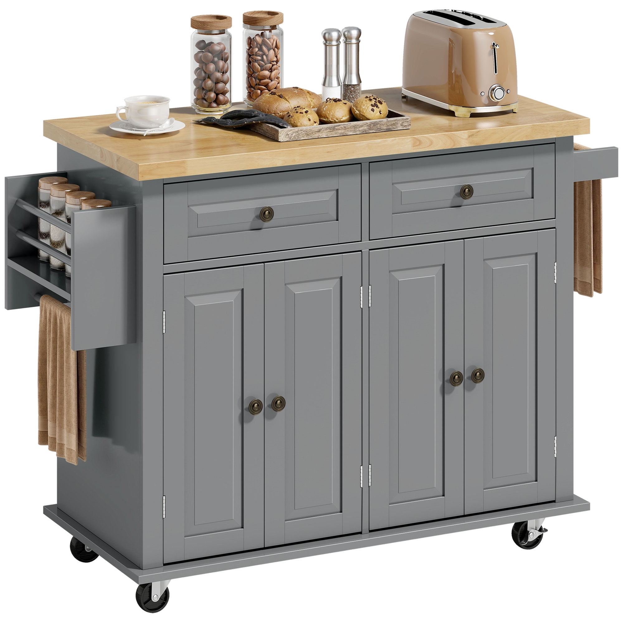 Click here for Homcom Modern Rolling Kitchen Island Cart With Dra... prices