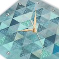 3drose, Glamorous Blue Aqua Triangle Pattern, 10x10 Wall Clock ...