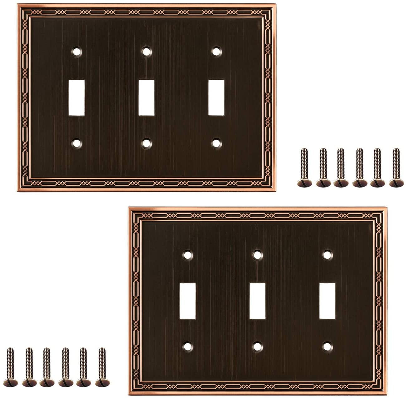 Sleeklighting 2 Pack Decorative Zinc Cast Bronze Outlet Covers | 3 Gang ...