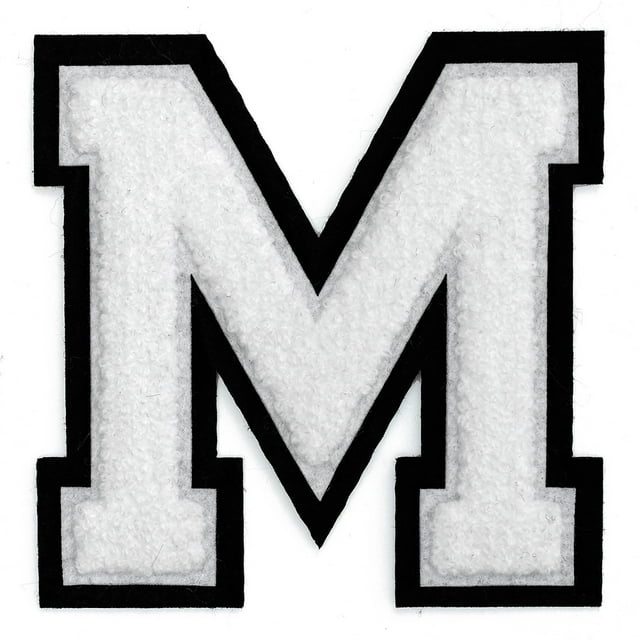Chenille Stitch Varsity Iron-On Patch by pc, 4-1/2", White/Black, TR ...