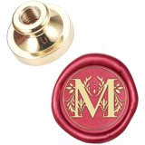 1PC Golden Brass Wax Seal Stamp Retro Stamp Head Letter M Pattern 25mm ...