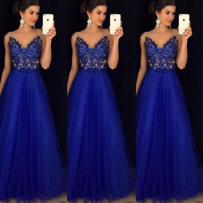 Women Formal Wedding Bridesmaid Long Evening Party Ball Prom Gown ...