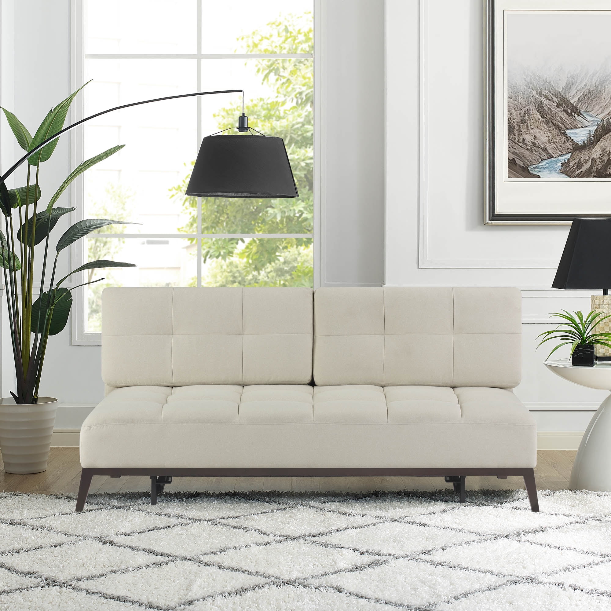 Relax-a-Lounger Salinas Classic Tufted Futon, Cream Fabric - Walmart.com