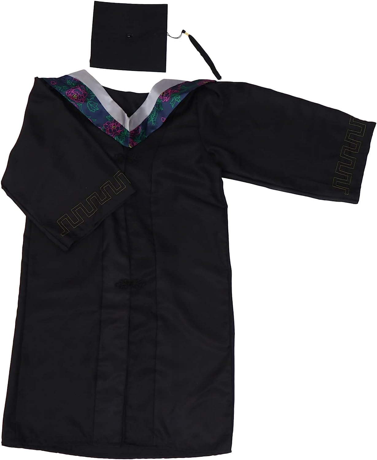 Toga de graduación Gorra negra Flecos negros Traje negro Abaya Toga de ...