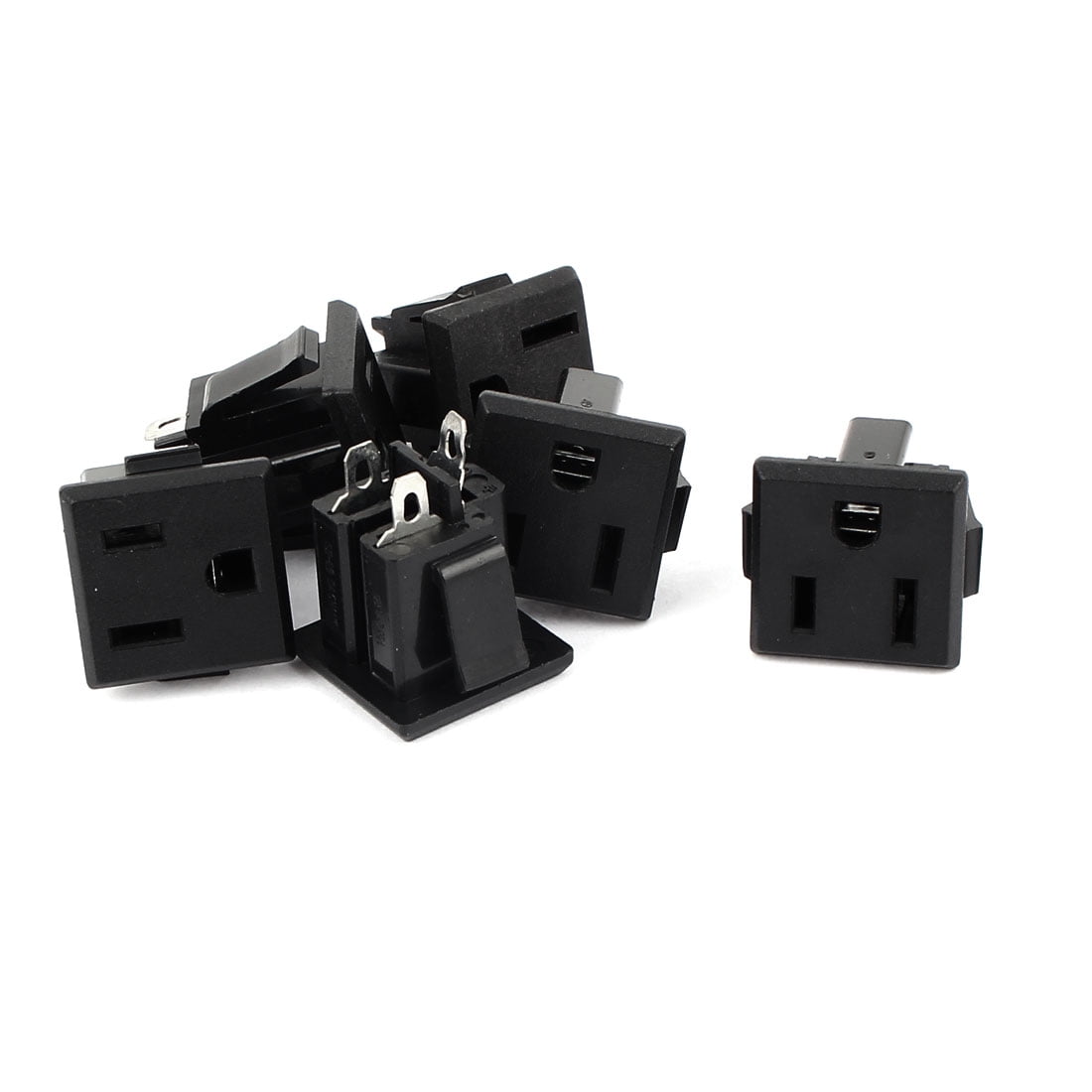 Unique Bargains 6 Pcs 125V 15A Panel Mount Power Socket Connector Black ...