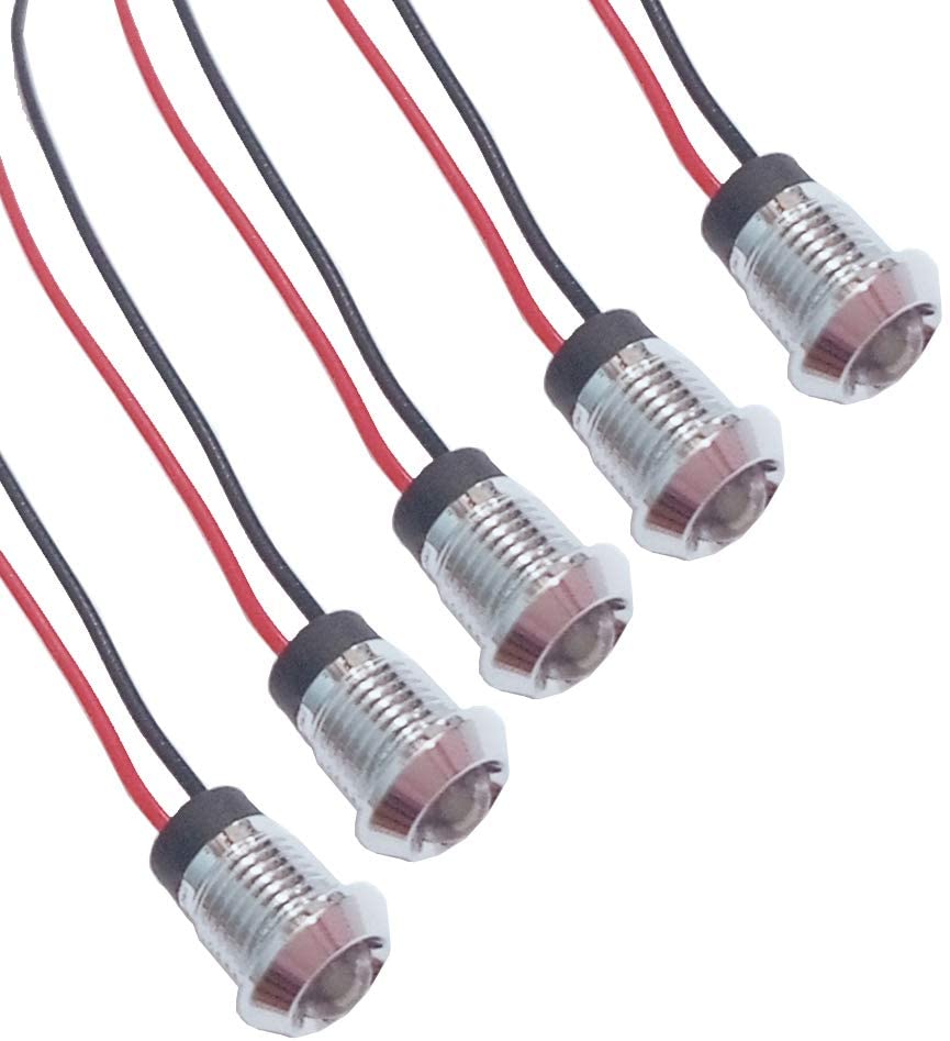 WHITE 10pcs/set LED Indicator Light Bulb 8mm (5/16") Waterproof Pilot ...