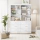 Homfa 71" Tall Bookcases with 3 Large Drawers, 3 Tier Wooden Storage ...