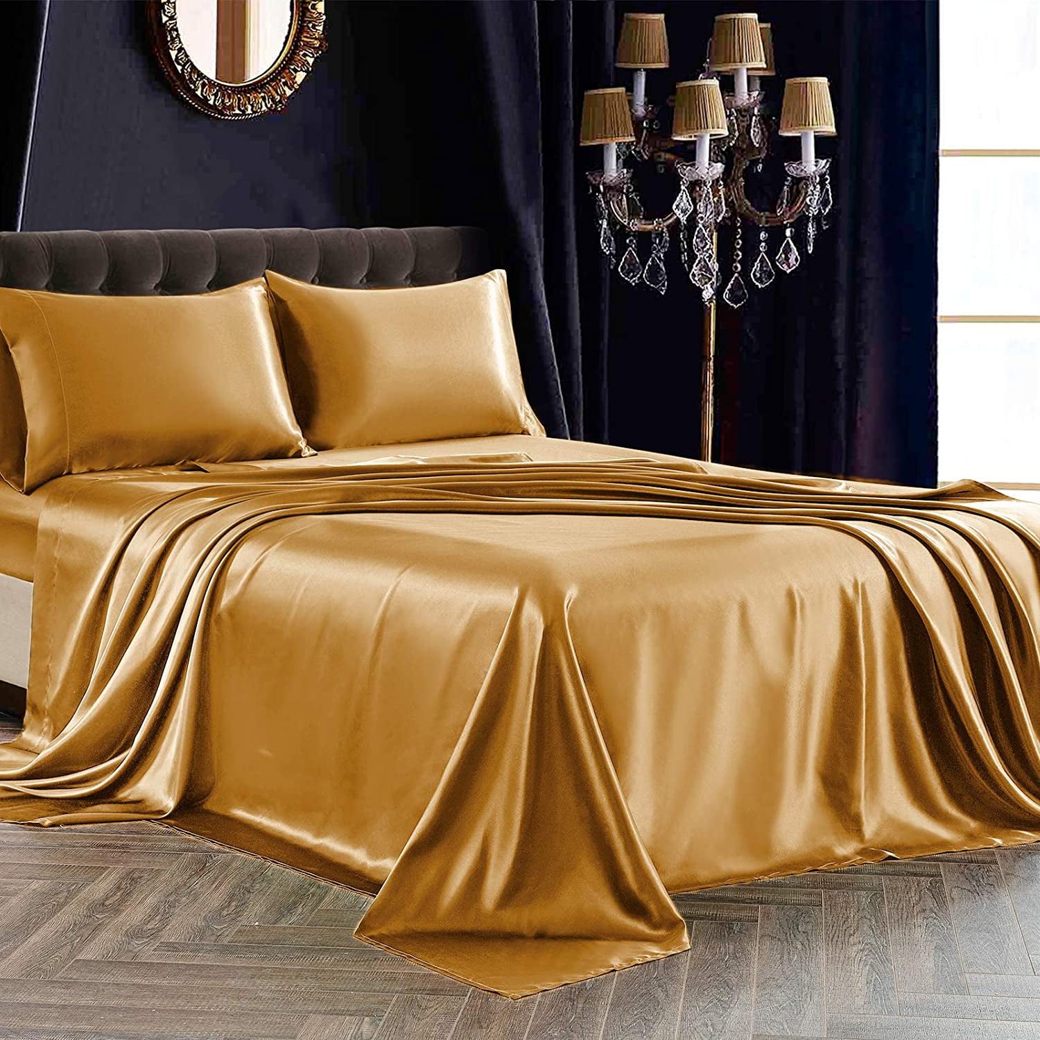 Click here for Htooq 4pcs Satin Sheet Set Full Size Ultra Silky S... prices