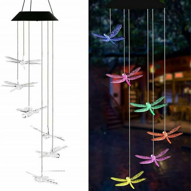 Color-Changing Outdoor LED Solar Powered Wind Chime Light Yard Garden ...