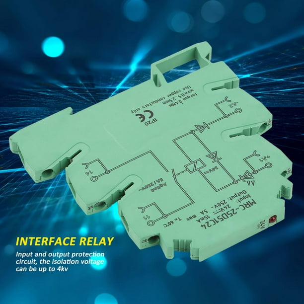 Interface Relay, PLC Electromagnetic Contact Interface Relay Module Input 24VDC NO 5A NO ...