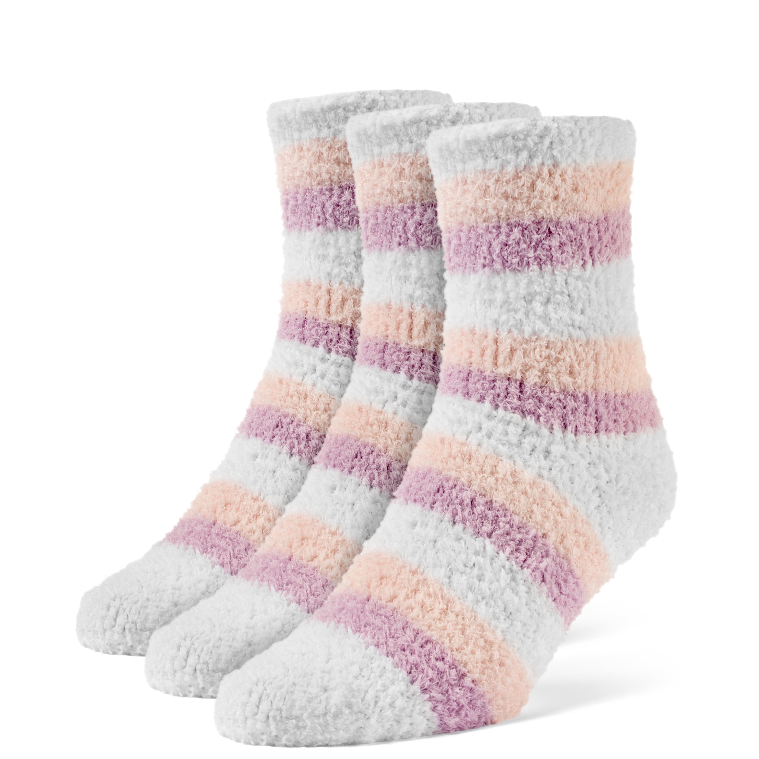 Galiva Women's Striped Fuzzy Quarter Cozy Socks - 3 Pairs - Walmart.com