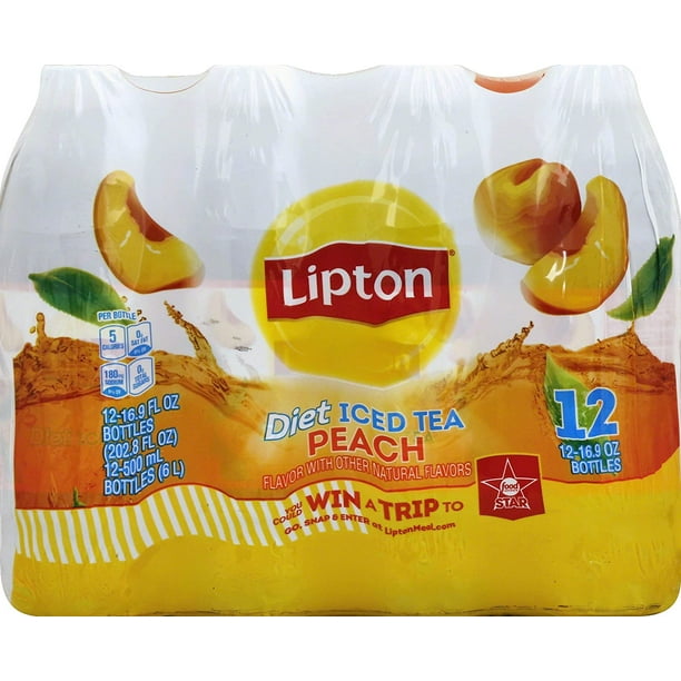 Lipton Diet Iced Tea, Peach, 16.9 fl oz, 12 pk - Walmart.com