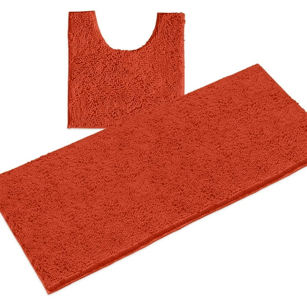 Bathroom Rugs by CPDD , Luxury Chenille 2-Piece Bath Mat Set, Soft Plush Bath Rug + U Shaped ...