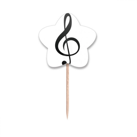 Black Music Treble Clef White Toothpick Flags Star Lable Cupcake Picks ...