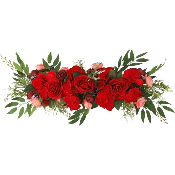 VEEKI 25.6 Inch Wedding Arch Flowers, Artificial Rose Peony Flower Swag ...