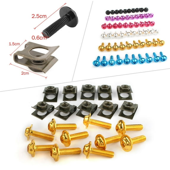 BFY 10PCS M6 Body Fairing Screw Bolts Fastener Clips Set Motor ...