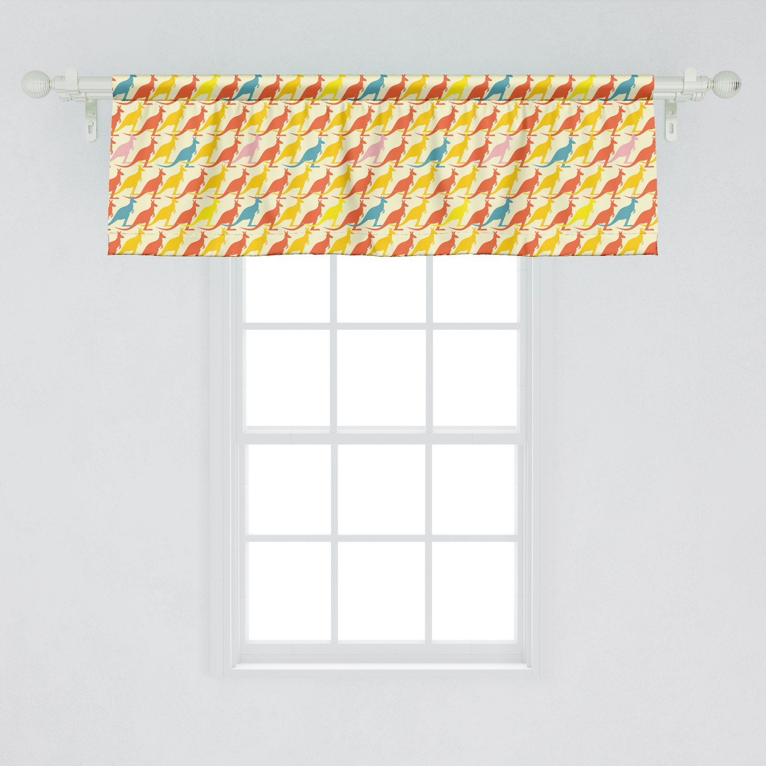 Ambesonne Kangaroo Window Valance, Silhouette of Overlapping Australian ...