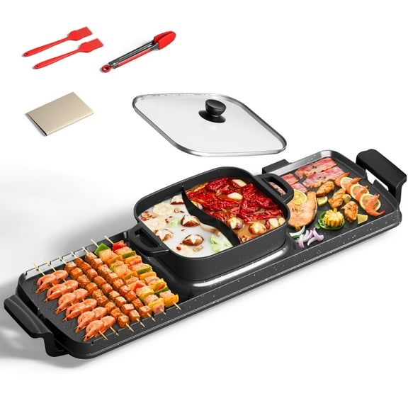 Multi-Function Electric Hot Pot & Grill, 2300W, Smokeless BBQ Pan ...