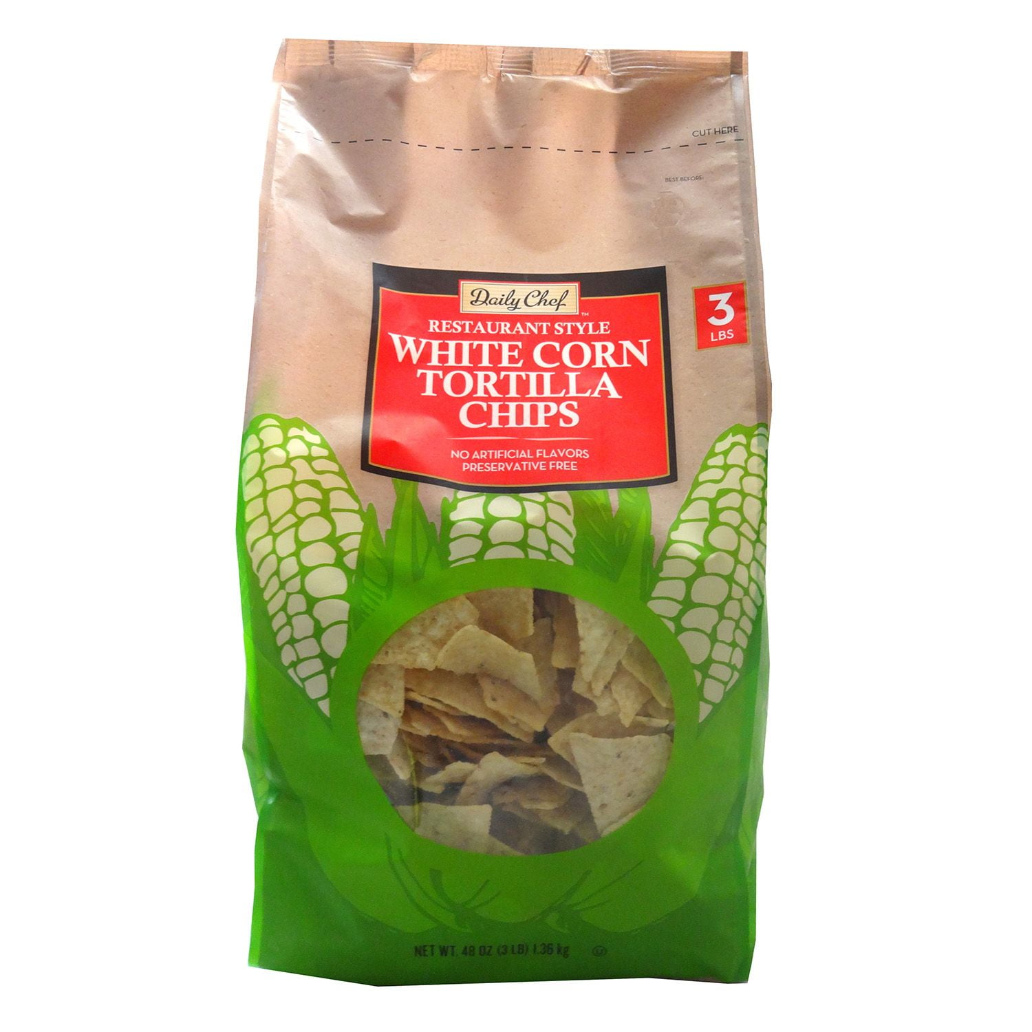 Daily Chef Restaurant Style White Corn Tortilla Chips (48 oz ...