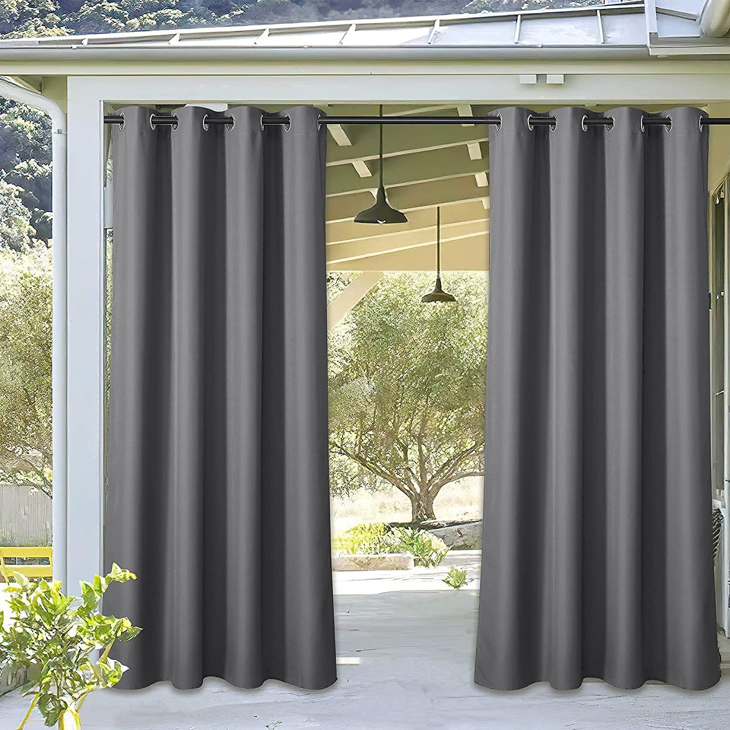 TOPCHANCES Blackout Curtains Waterproof Indoor/Outdoor Grommet Top ...