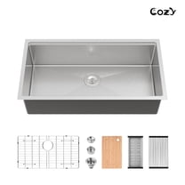 COZY 33"x22" Stainless Steel Single Bowl Overmount Kitchen Sink ...