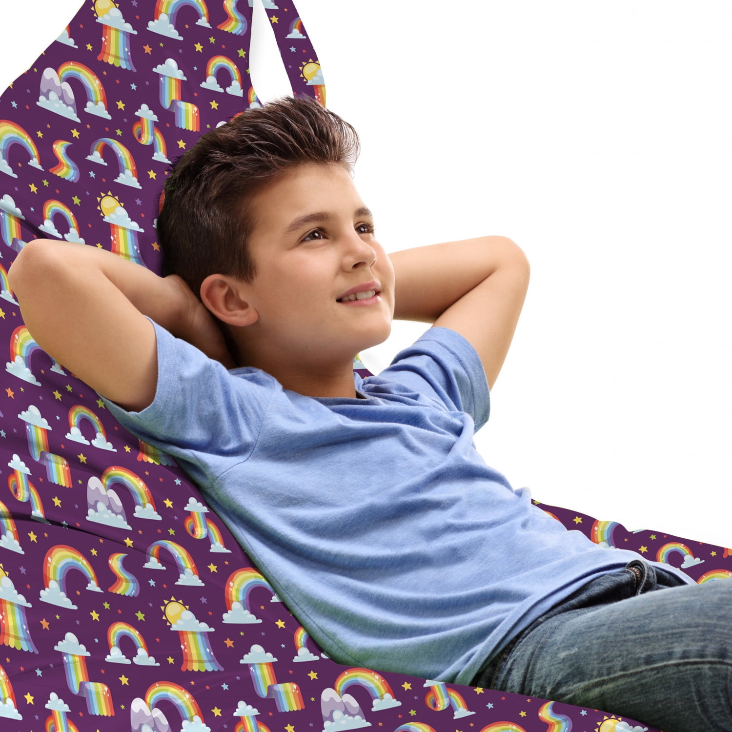 Rainbow Lounger Chair Bag, Space Galactical Cartoon Clouds Stars Sun ...