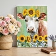 Cow Sunflower Canvas Wall Art for Living Room, Country Style Green ...