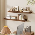 Fairy 2pcs Floating Shelves for Wall, 31.5in Walnut Wall Mounted ...