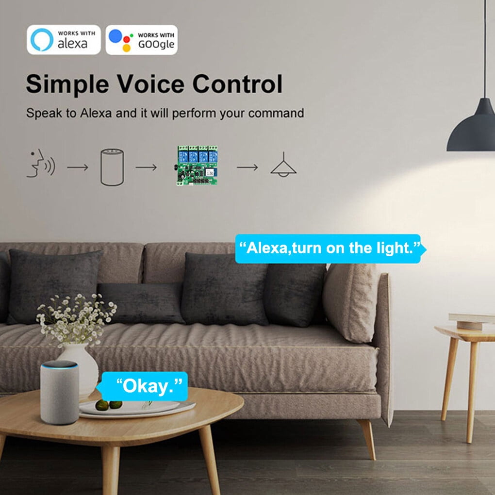 justharion Switch Module Remote Controller Set WiFi Switch Relay 4-gang ...