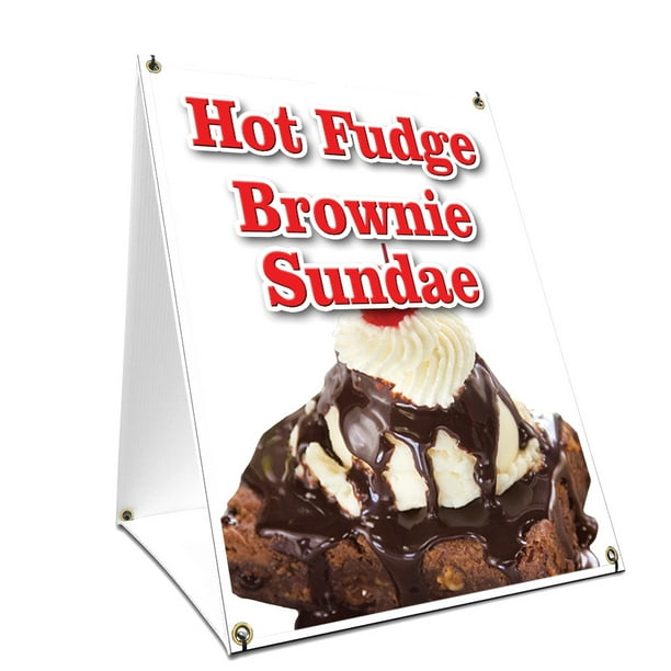 A-frame Sidewalk Hot Fudge Brownie Sundae Sign With Graphics On Each ...