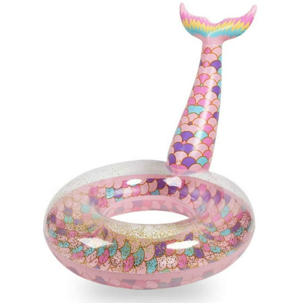 Pool Floats Inflatable Swimming Rings Mermaid Tail Tubes Glitters Water ...